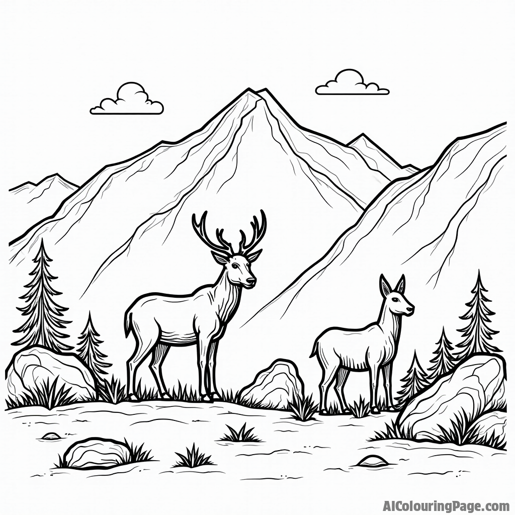 Free Mountain Coloring Pages - Print in 60 Seconds | AI Colouring Page
