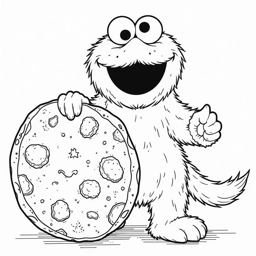 10 Free Cookie Monster Coloring Pages Plus Prompt | AI Colouring Page