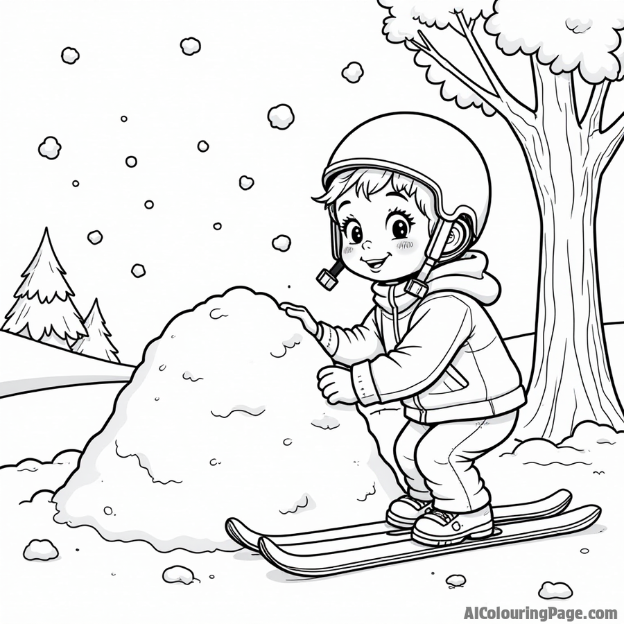 Free Skiing Coloring Pages - Print in 60 Seconds | AI Colouring Page