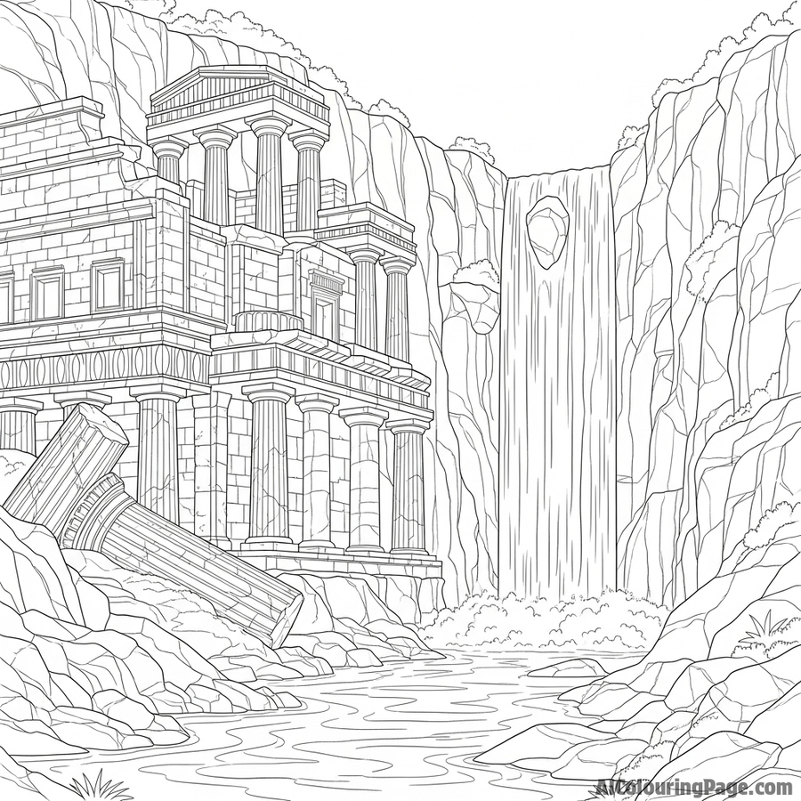 Free Waterfall Coloring Pages - Print in 60 Seconds | AI Colouring Page
