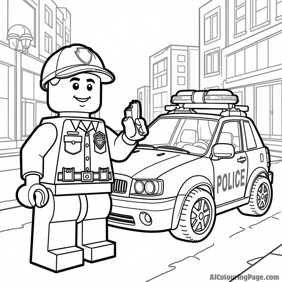 Free Lego Police Coloring Pages - Print in 60 Seconds | AI Colouring Page