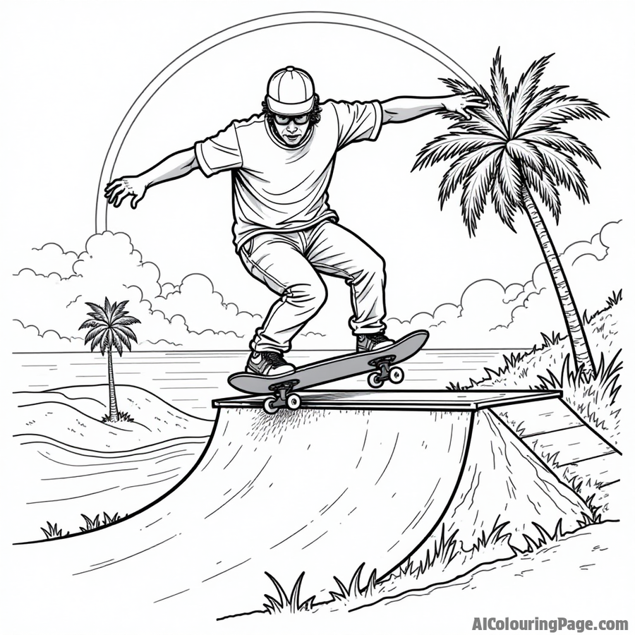 Free Skateboard Coloring Pages - Print in 60 Seconds | AI Colouring Page