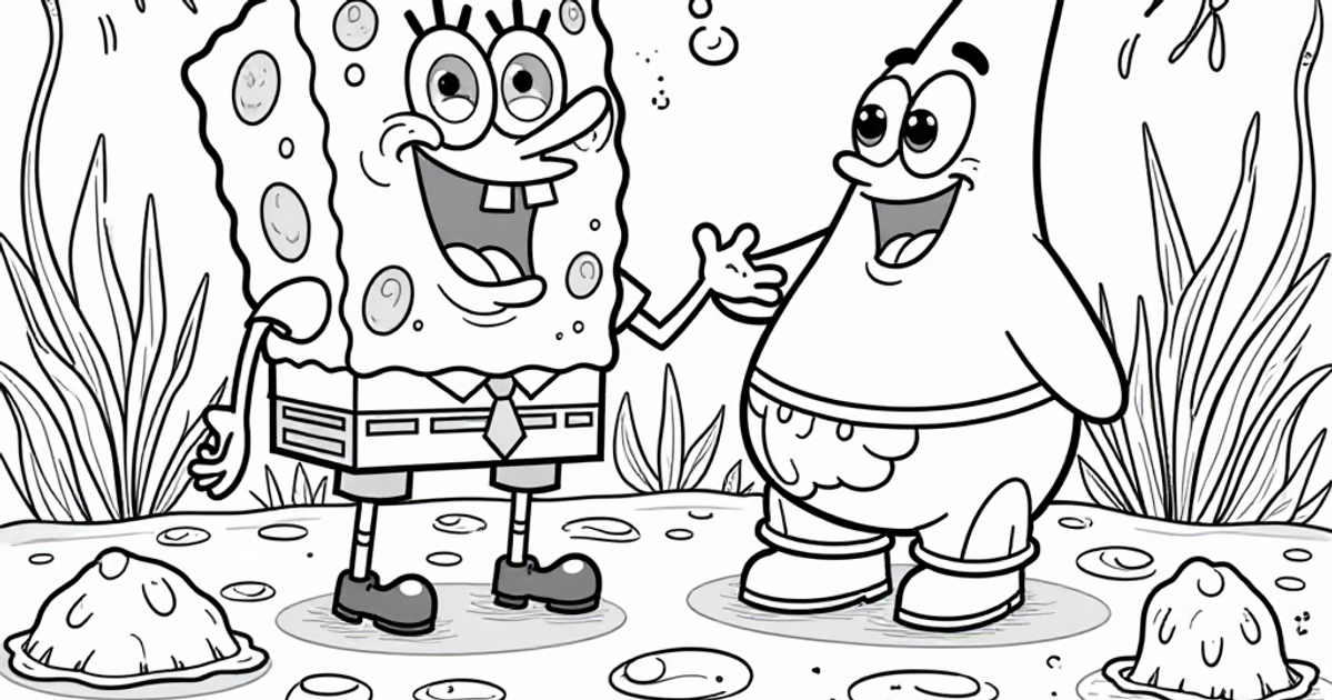 Free Spongebob Coloring Pages - Print in 60 Seconds | AI Colouring Page