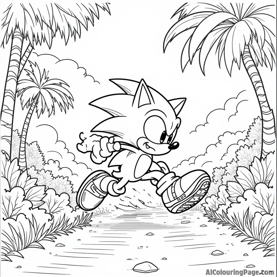 Sonic Coloring Pages Super Speed Adventure Kids | AI Colouring Page