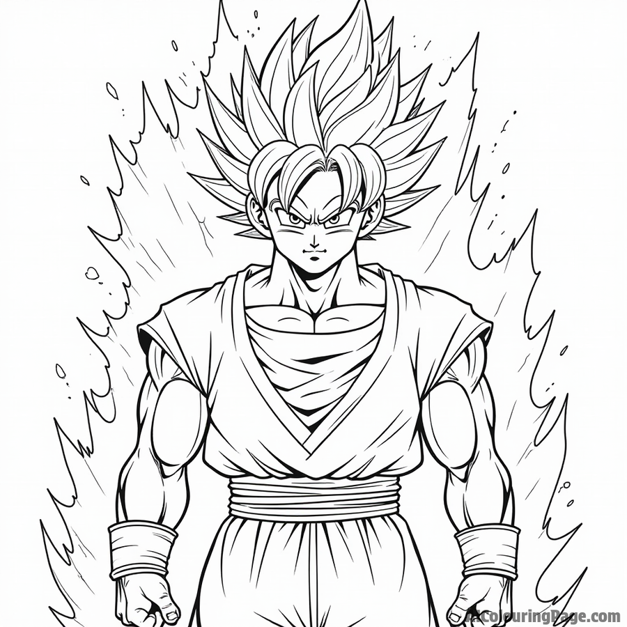 Super Saiyan Goku Coloring Pages | AI Colouring Page