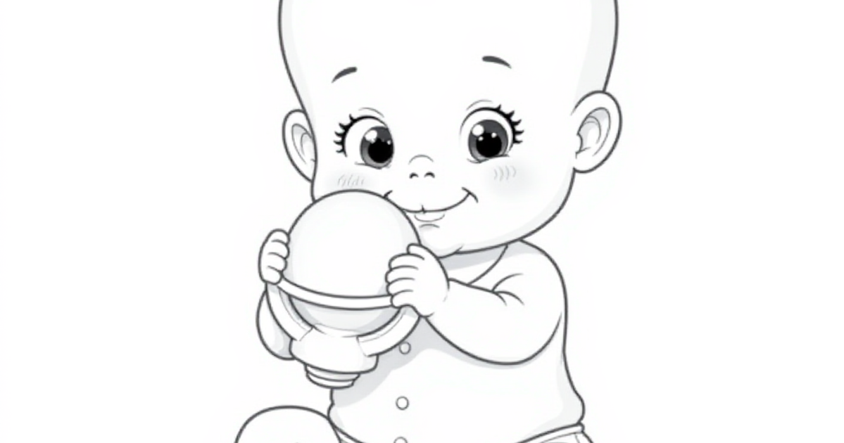 Fun Baby Coloring Pages Cute Scenes | AI Colouring Page
