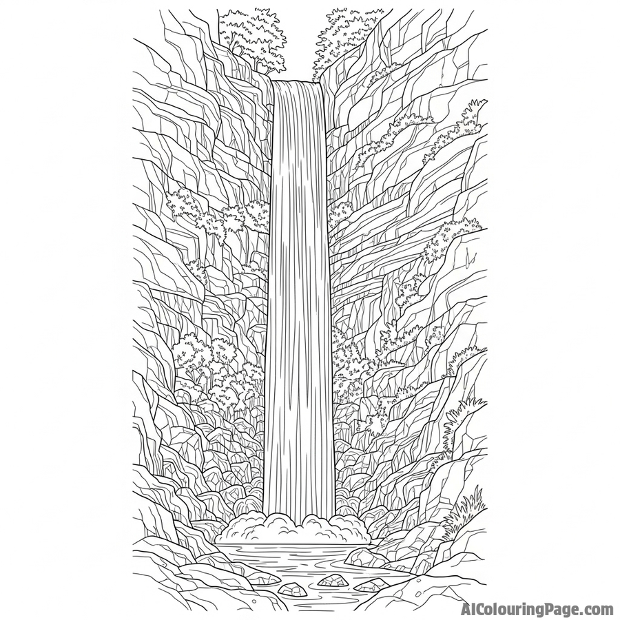 Free Waterfall Coloring Pages - Print in 60 Seconds | AI Colouring Page