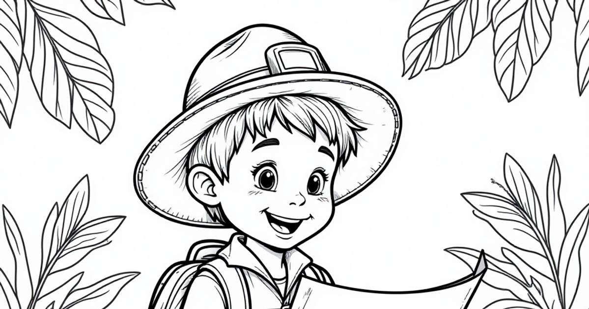 Free Explorer hat Coloring Pages - Print in 60 Seconds | AI Colouring Page