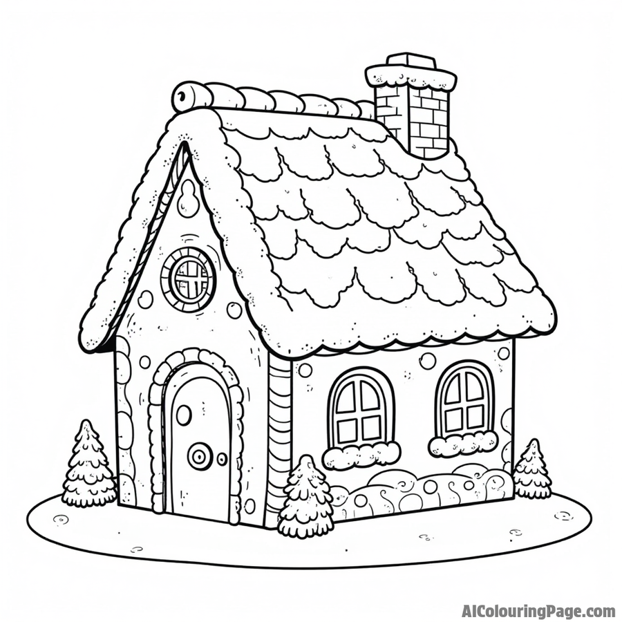 Color Your Own Gingerbread House | AI Colouring Page