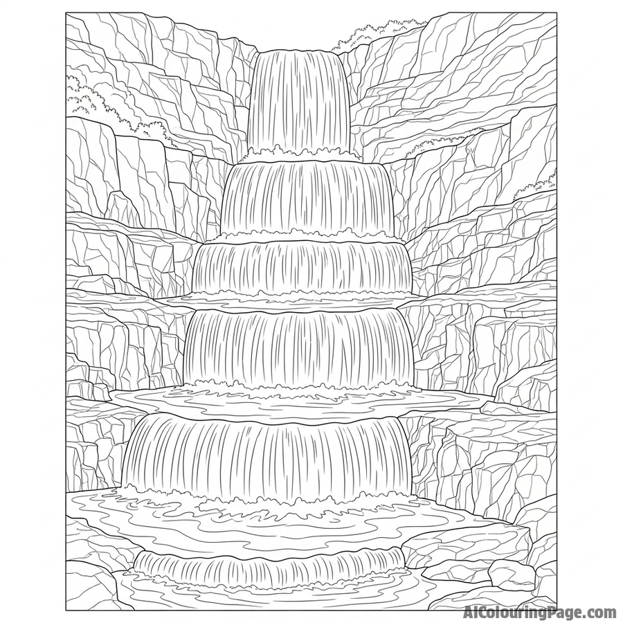 Free Waterfall Coloring Pages - Print in 60 Seconds | AI Colouring Page