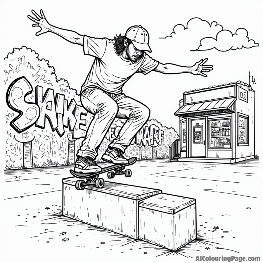 Free Skateboard Coloring Pages - Print in 60 Seconds | AI Colouring Page
