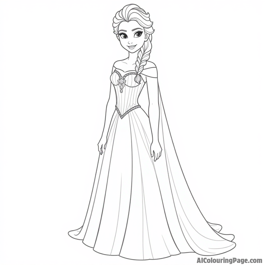 Elsa Coloring Pages And Prompts | AI Colouring Page