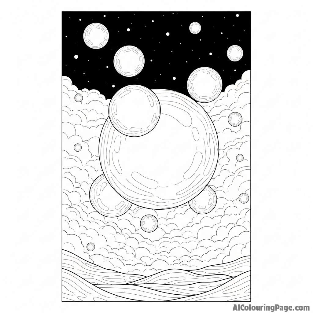 Free Night sky Coloring Pages - Print in 60 Seconds | AI Colouring Page