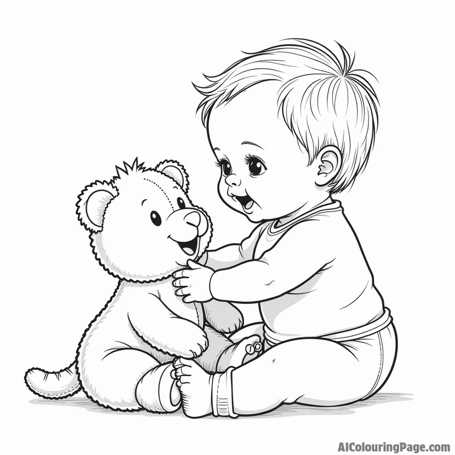Fun Baby Coloring Pages Cute Scenes | AI Colouring Page