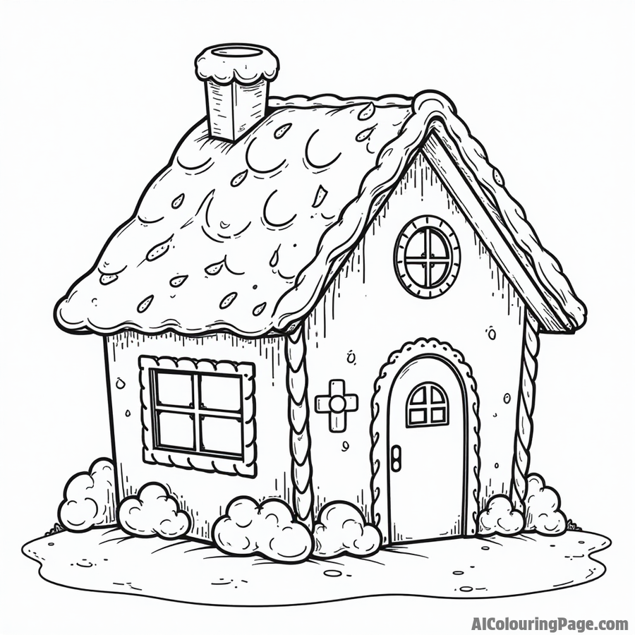 Color Your Own Gingerbread House | AI Colouring Page