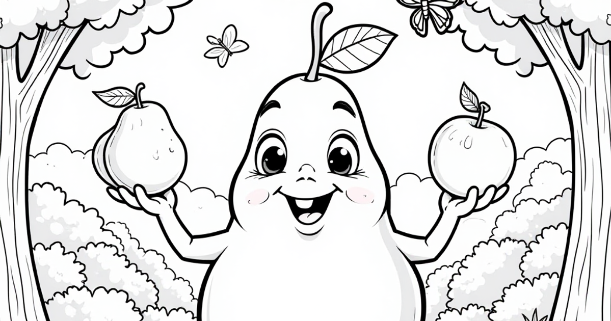 Free Pear Coloring Pages - Print in 60 Seconds | AI Colouring Page