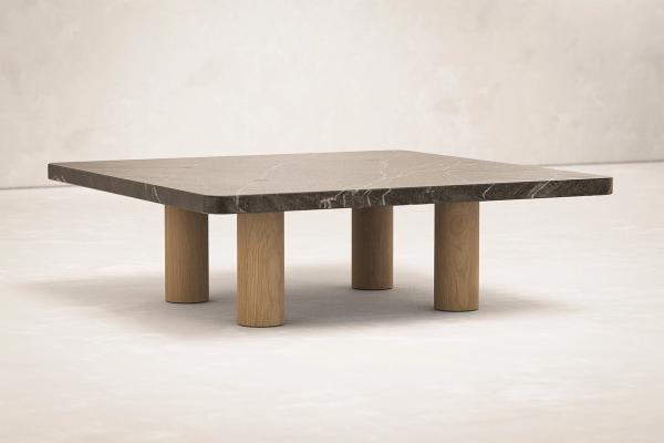 COLUMN COFFEE TABLE Central Leg / Round / Solid Stone | Fort Standard
