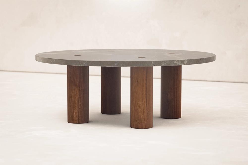 COLUMN COFFEE TABLE Central Leg / Round / Solid Stone | Fort Standard