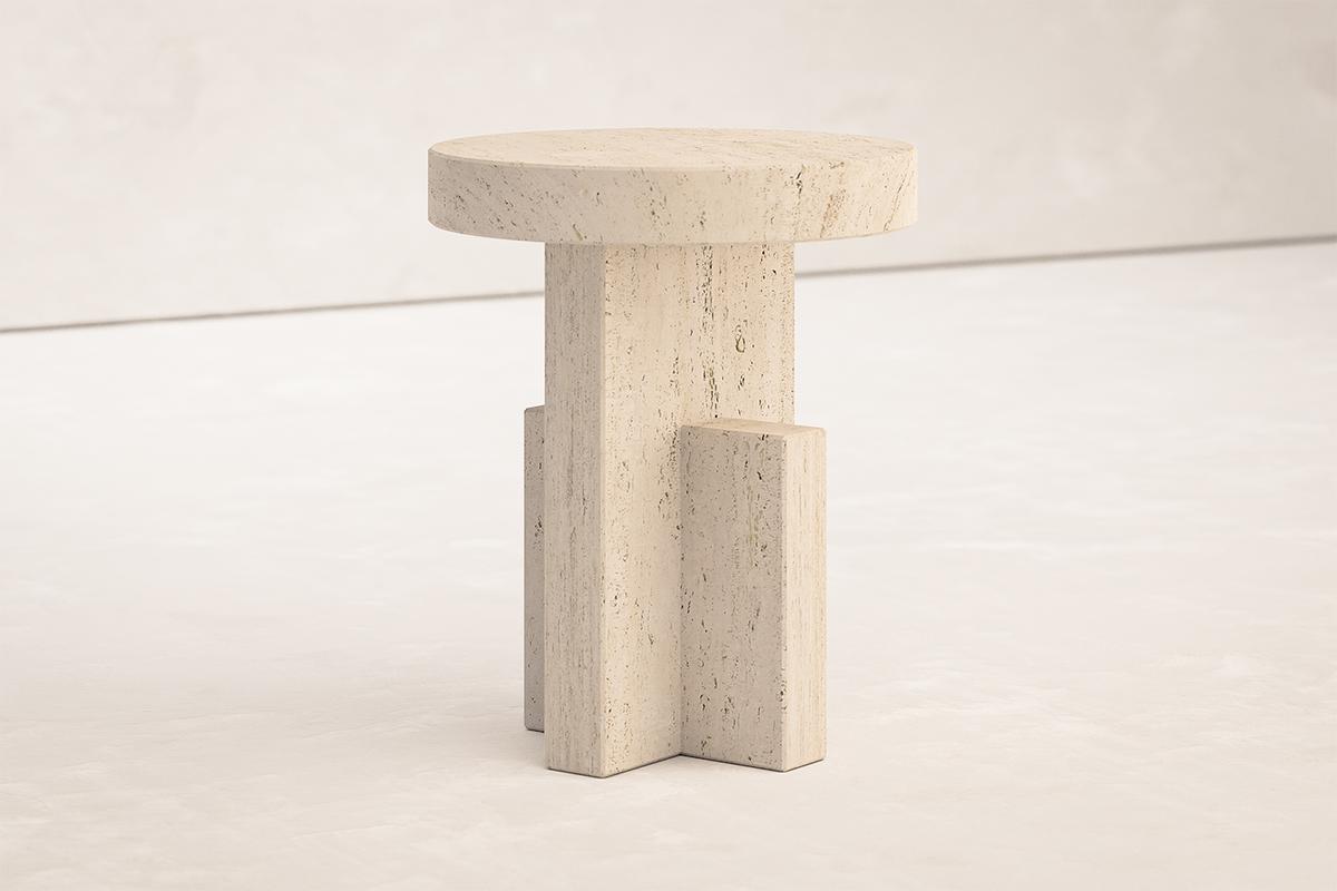 COLUMN COFFEE TABLE Central Leg / Round / Solid Stone | Fort Standard