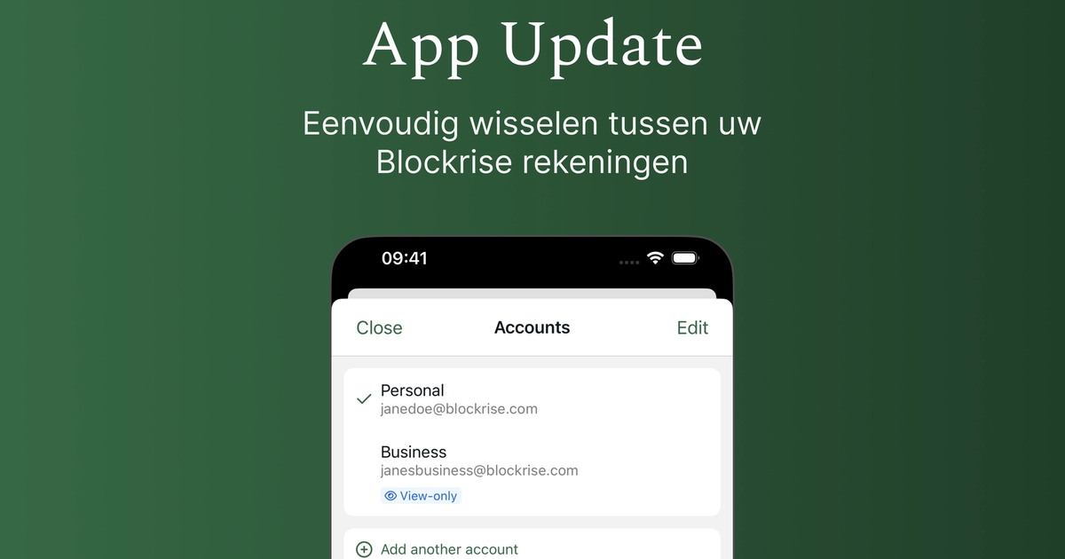 Vernieuwde Blockrise app met eenvoudig wisselen tussen rekeningen