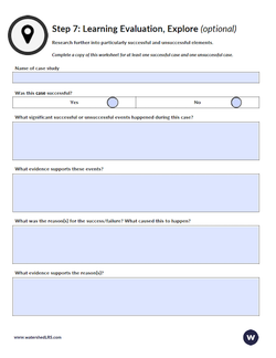 Learning Evaluation Step 7 | Worksheet | Watershed