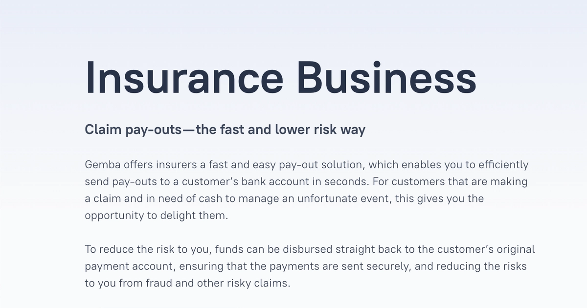 Insurance Pay-Outs Made Simple | Gemba Embedded Banking Solutions | Gemba