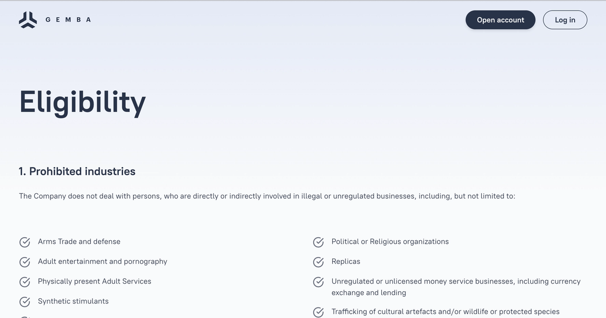 Eligibility | Gemba Business Banking: Who Can Open an Account | Gemba
