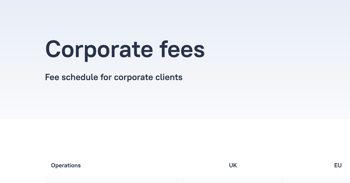 Corporate Fees | Transparent Pricing for Gemba Business Banking | Gemba