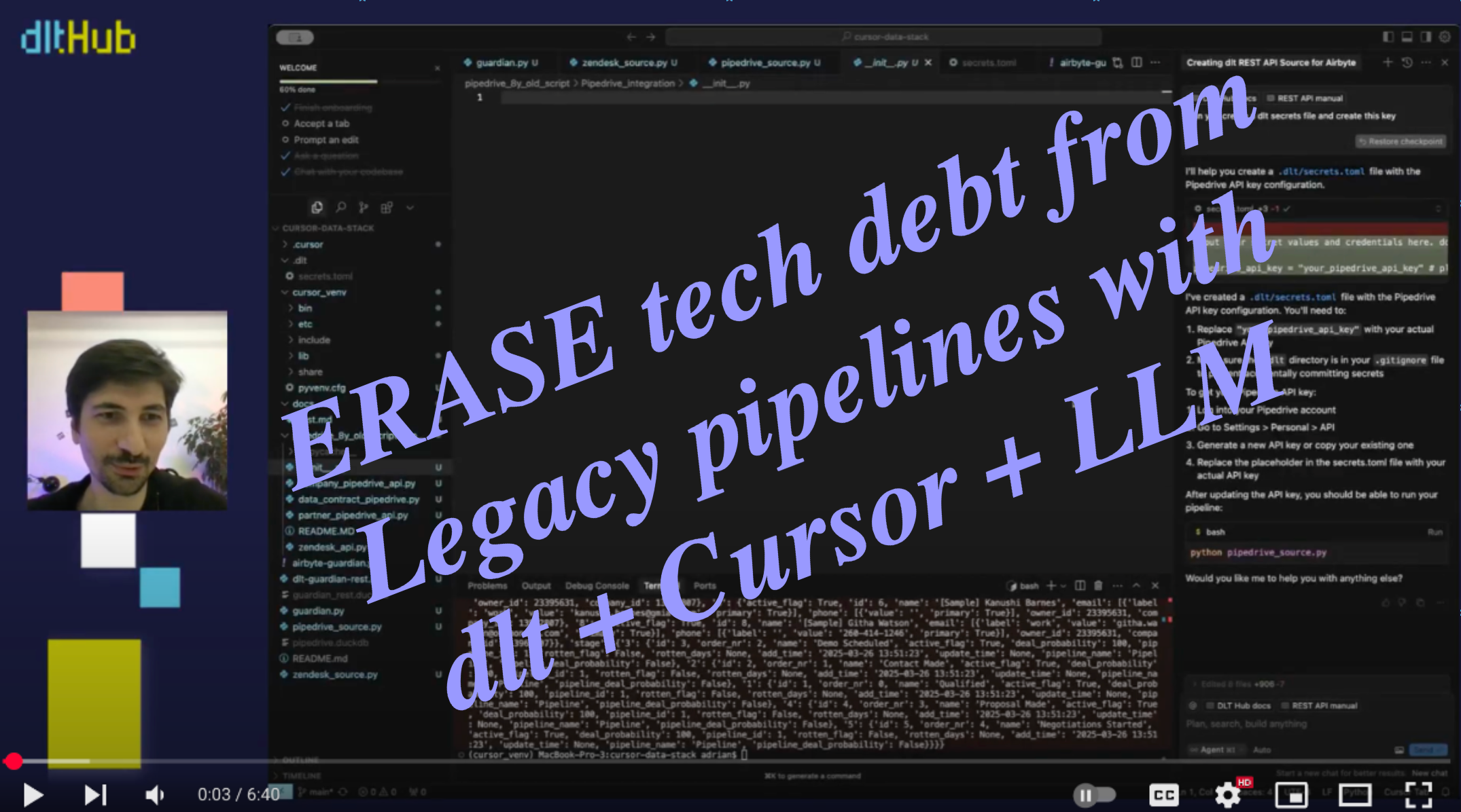 Erase data loading tech debt with dlt + Cursor + LLMs