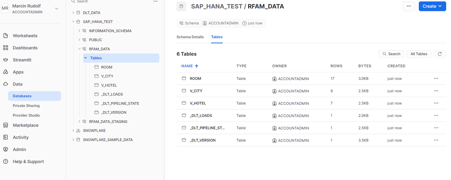 Exploring data replication of SAP HANA to Snowflake using dlt