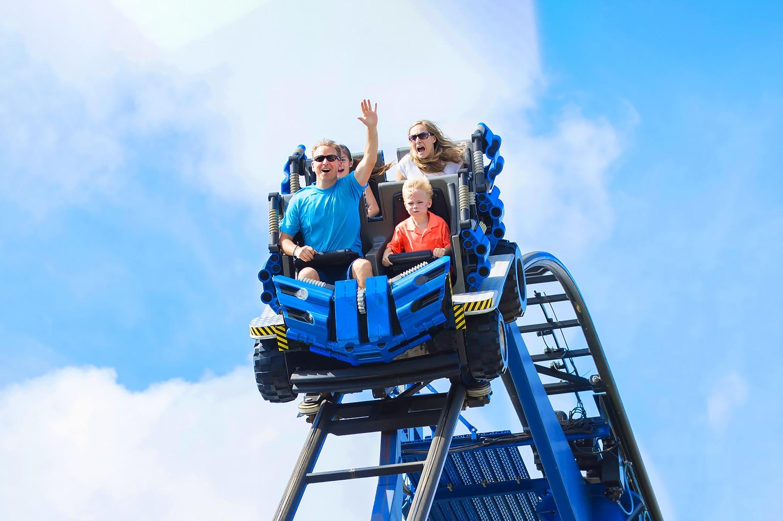 People riding on a rollercoaster.