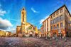 The cobblestone Saint-Etienne square with Saint Stephen's Cathedral in Toulouse.