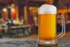 A frosty beer glass.