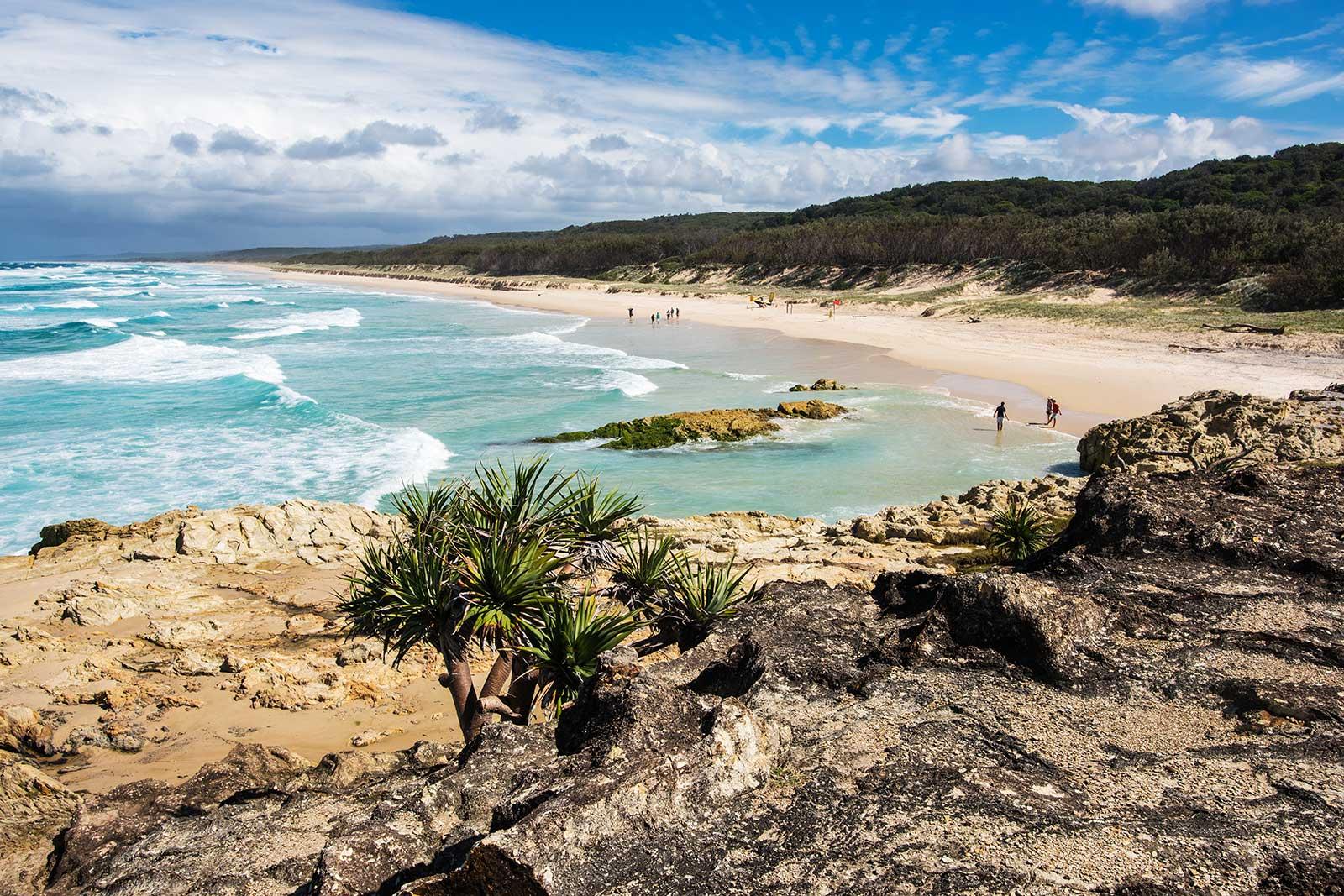A view of a beautiful sandy beach.