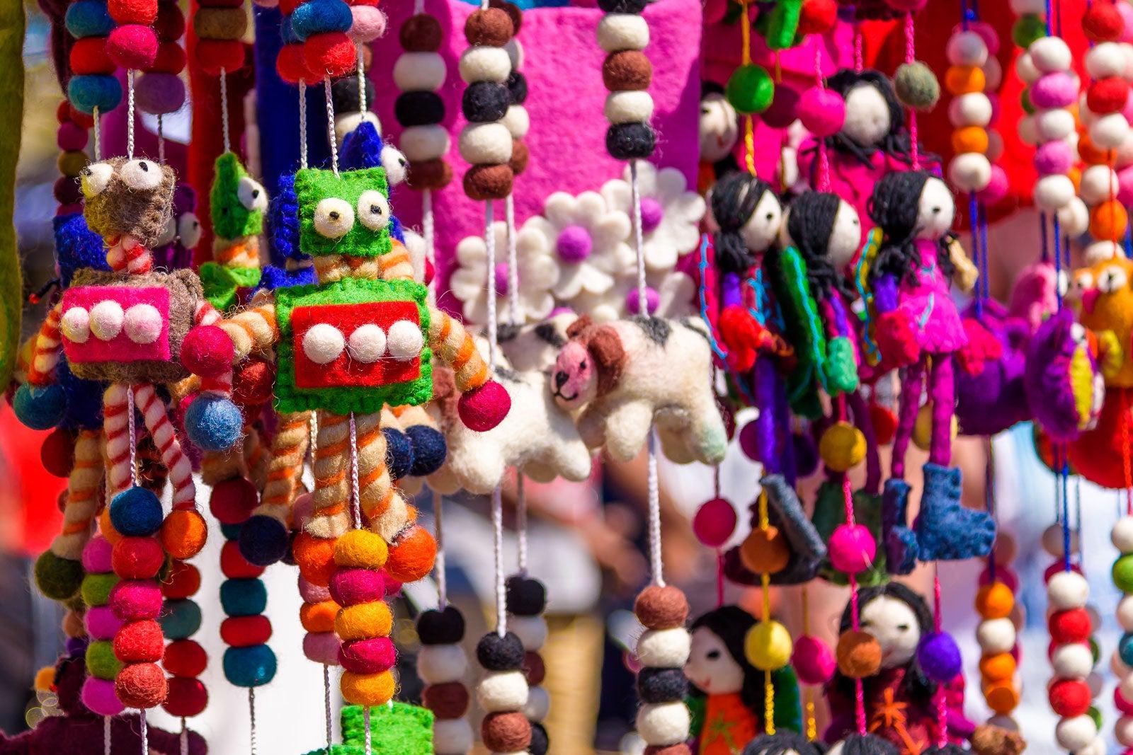 Rows of colorful toys.