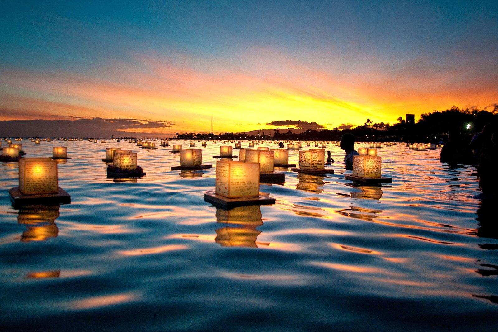 Lanterns at sea.
