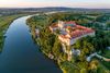 A benedictine abbey, perched on a cliff overlooking the river.