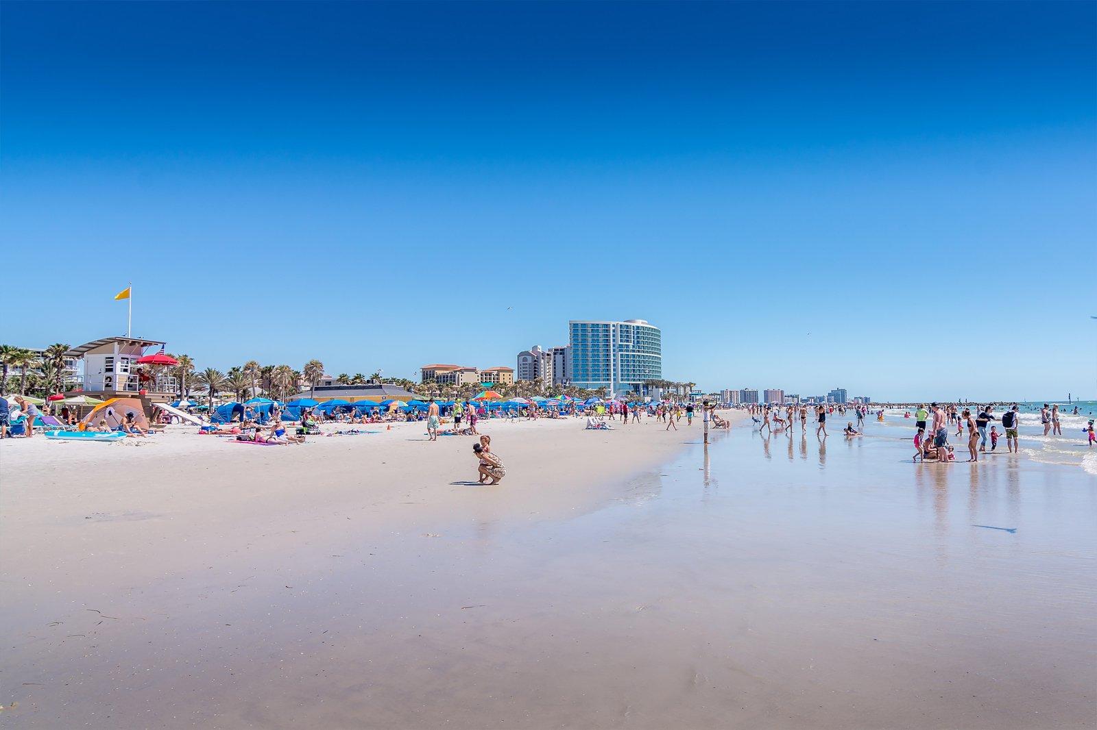 A lively beach.