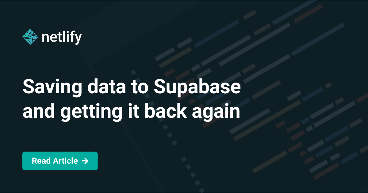 Saving data to Supabase and getting it back again