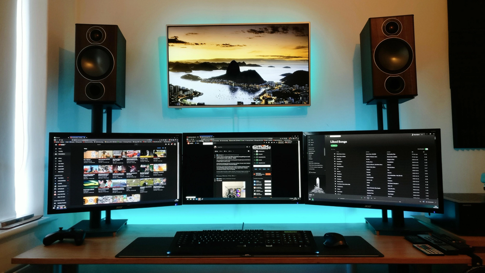 Epic Wall-Mounted Triple Monitor Desk Setup | Remote Setups