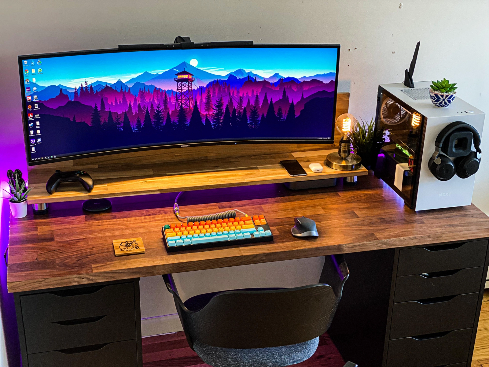 Warm 43 inch ultrawide setup with DIY IKEA KARLBY and ALEX desk ...