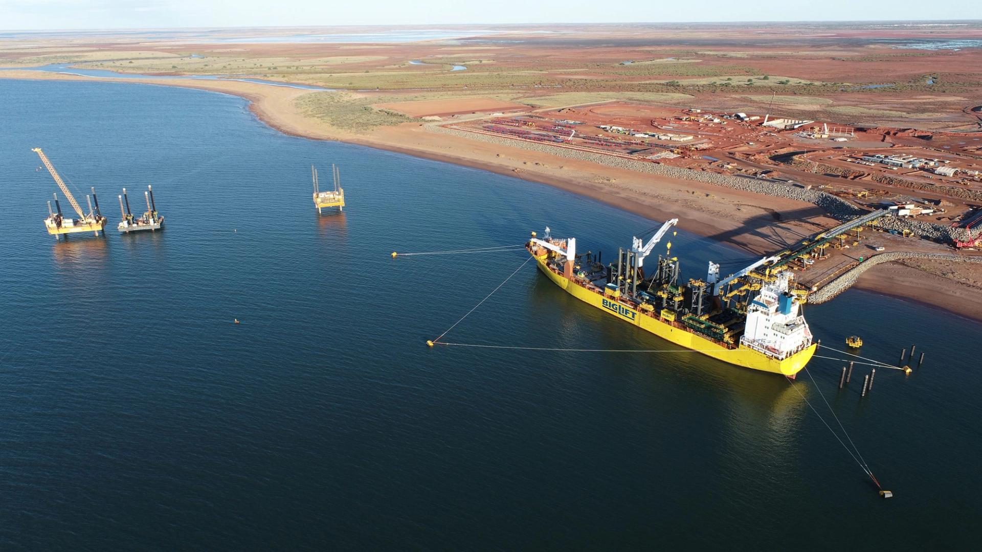 Heavy lifting for Onslow Iron marine infrastructure | Iron Ore ...