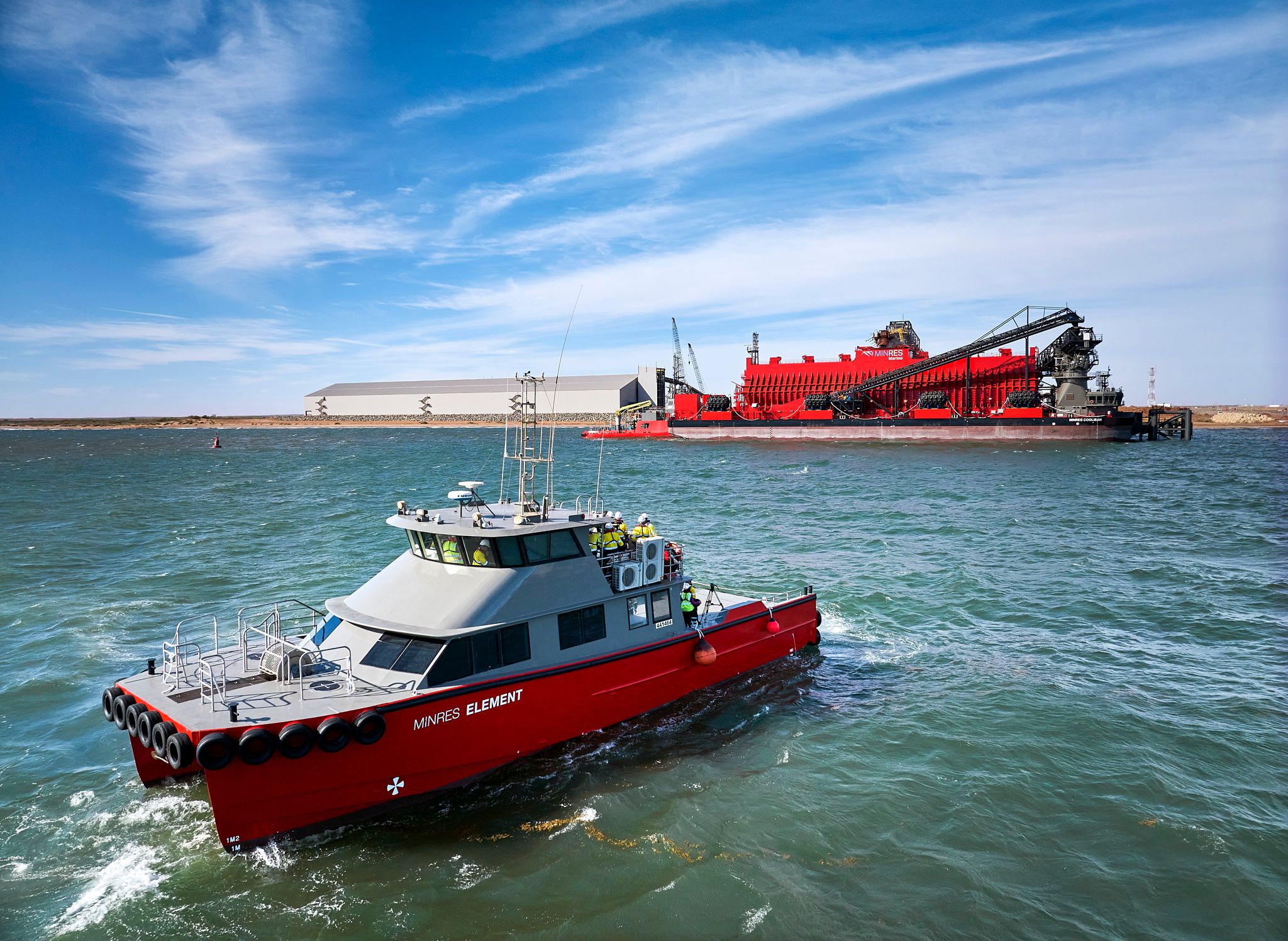 Onslow Iron's first transhipper launched | Iron Ore | Mineral Resources