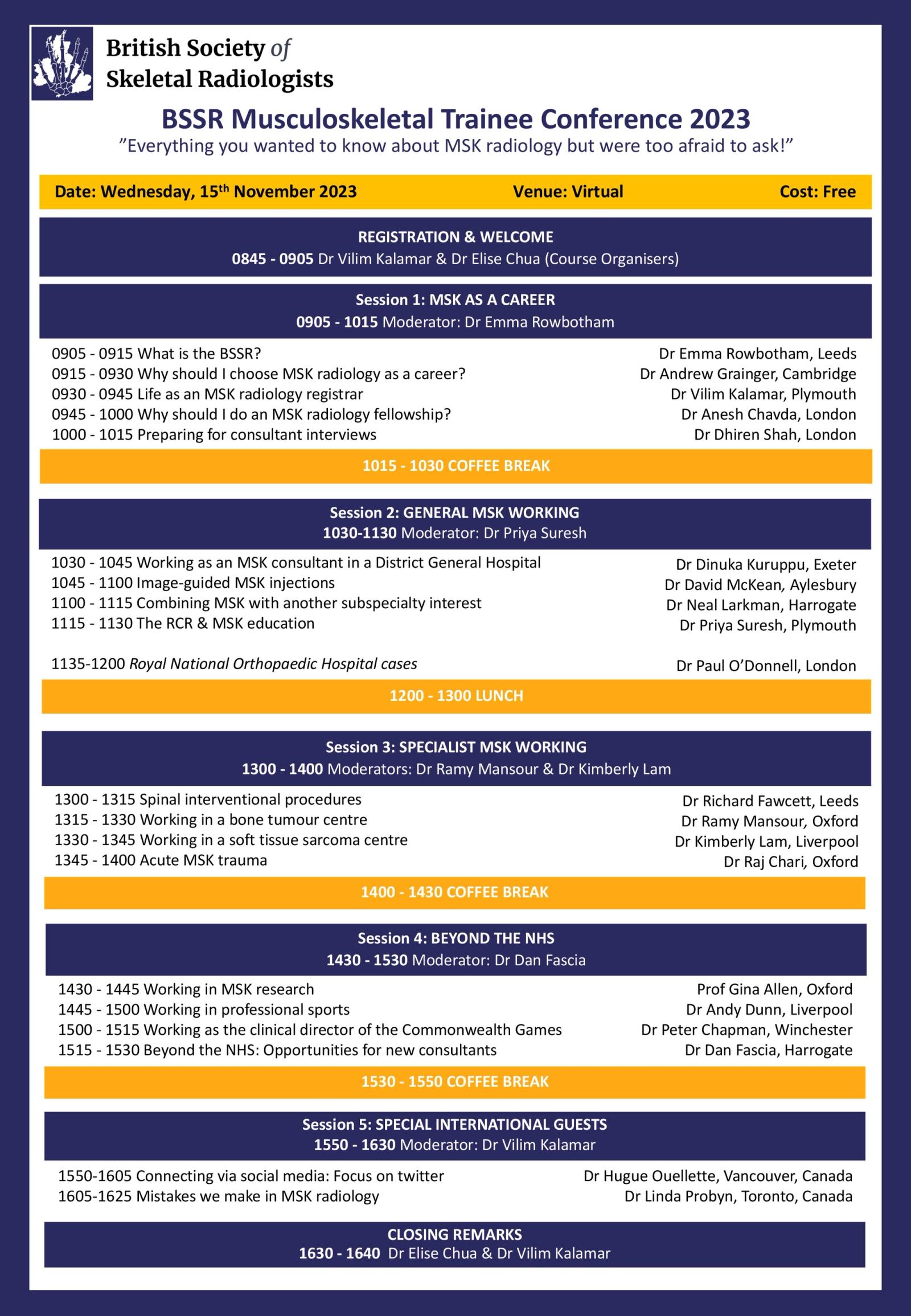 Trainee Musculoskeletal Conference 2023 | BSSR