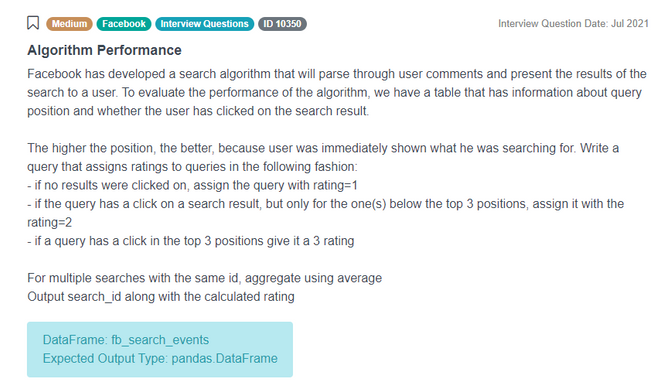 Facebook Data Science Interview Questions - StrataScratch