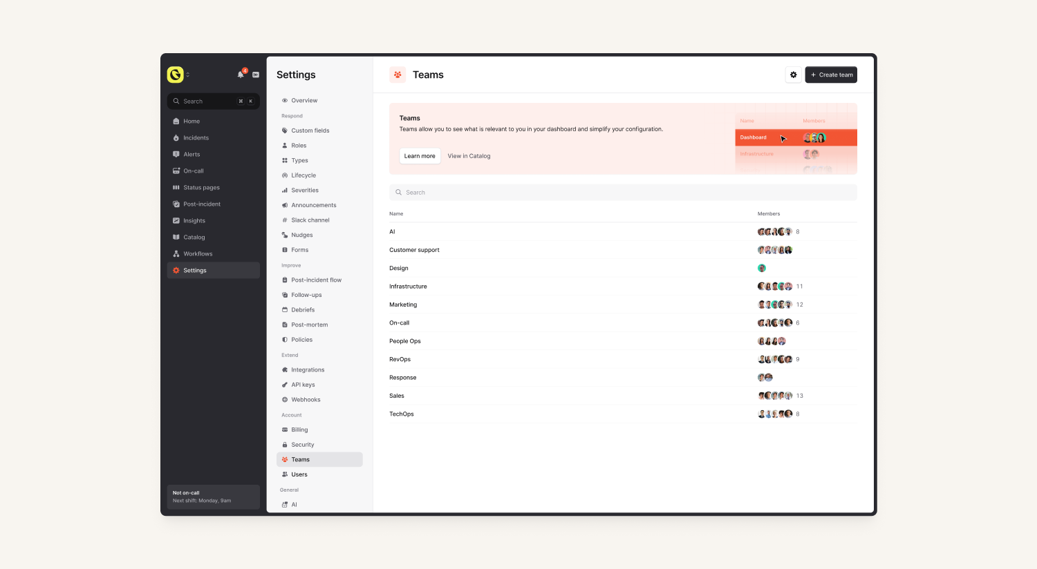 First-class teams | Changelog | incident.io