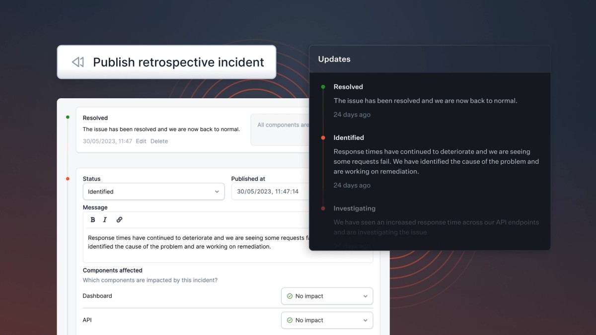 Retrospective incidents for status pages | Changelog | incident.io