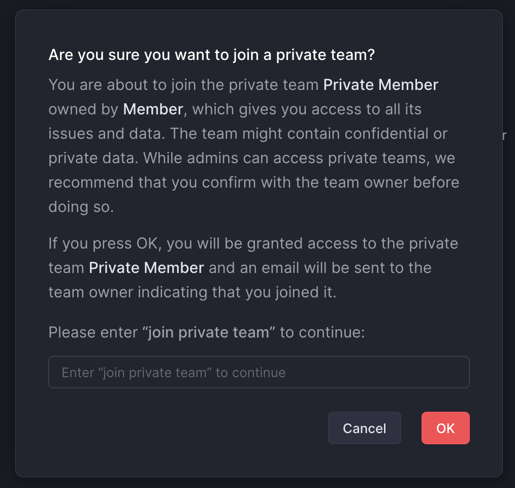 Private teams – Linear Docs