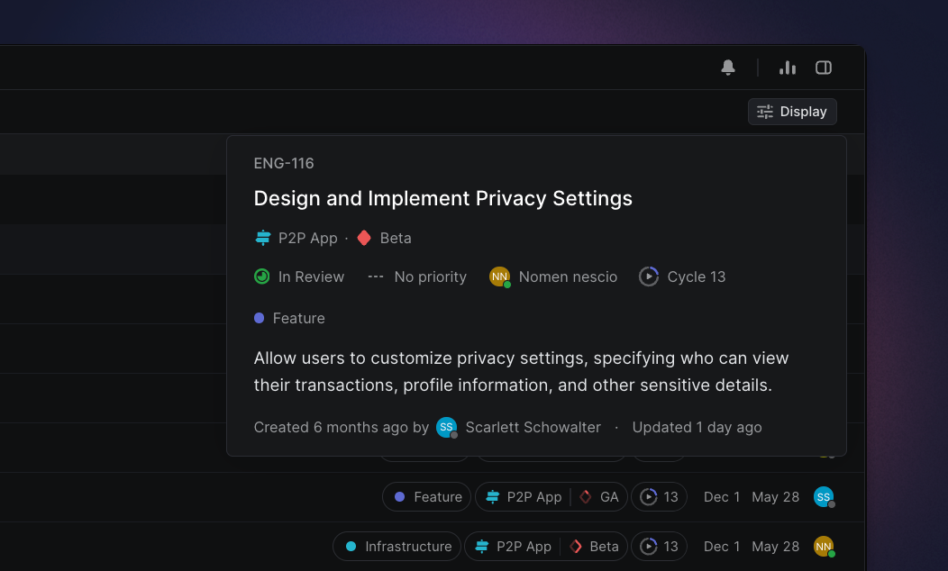 Peek preview – Linear Docs