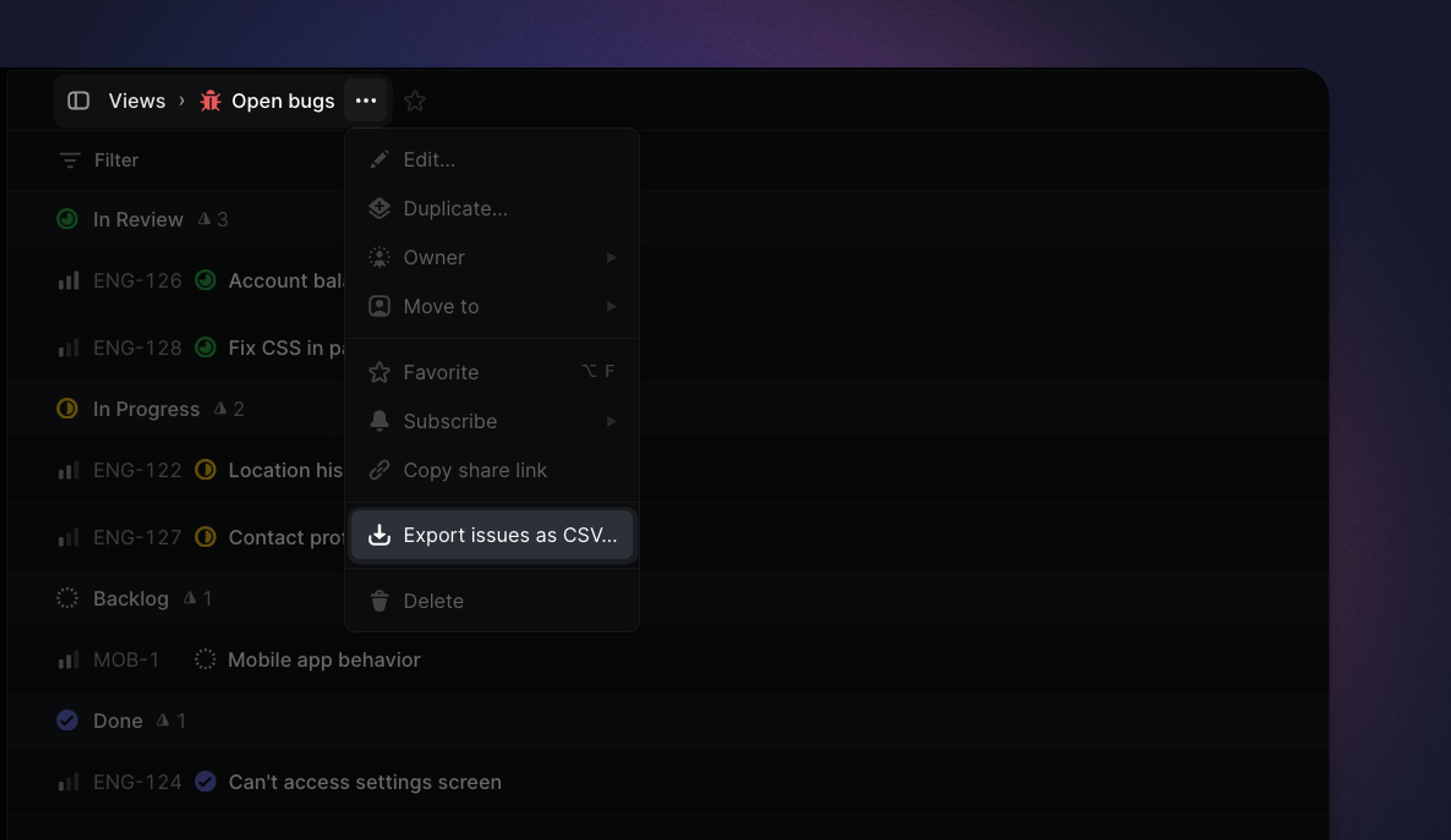 Exporting Data Linear Docs